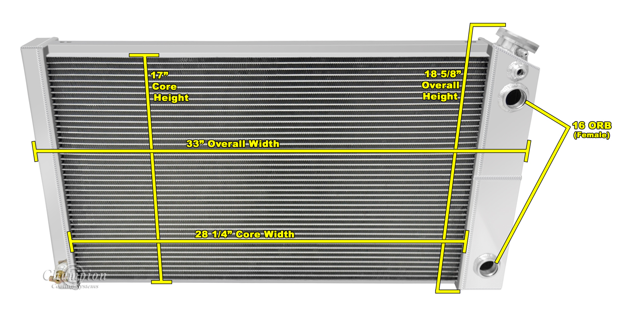 1968-1973 Pontiac GTO LS Swap 3-Row Radiator, Shroud, Dual Fan Combo